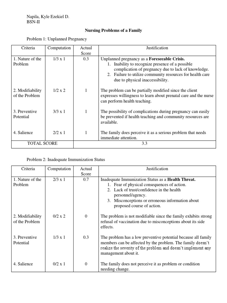 Midterm Activity 2 Family Nursing Care Plan | PDF | Preventive Healthcare | Malnutrition