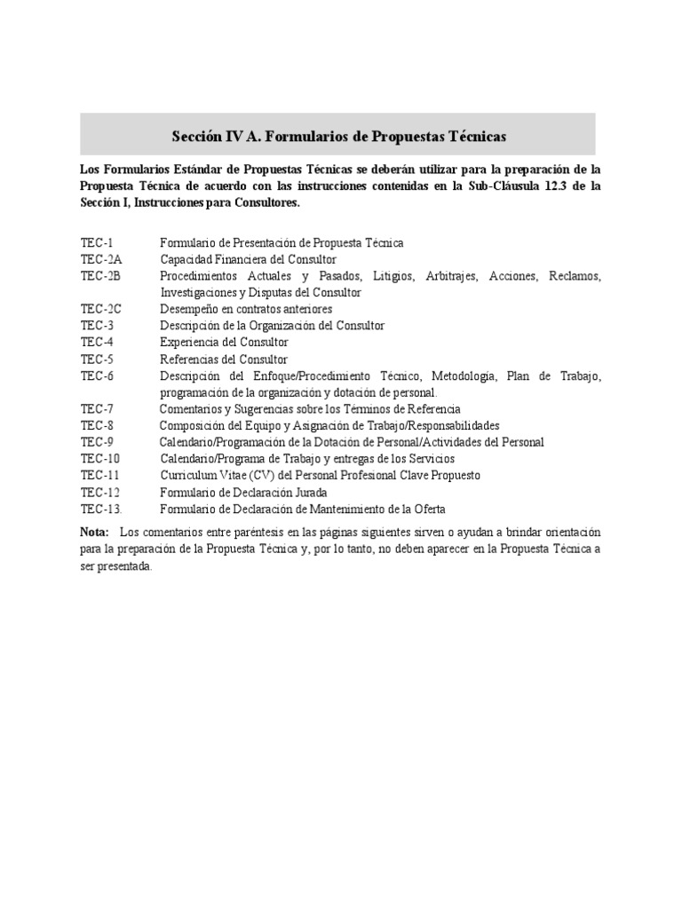 Sección IV Formularios SCC-Calificaciones Consultores | PDF | Estado ...