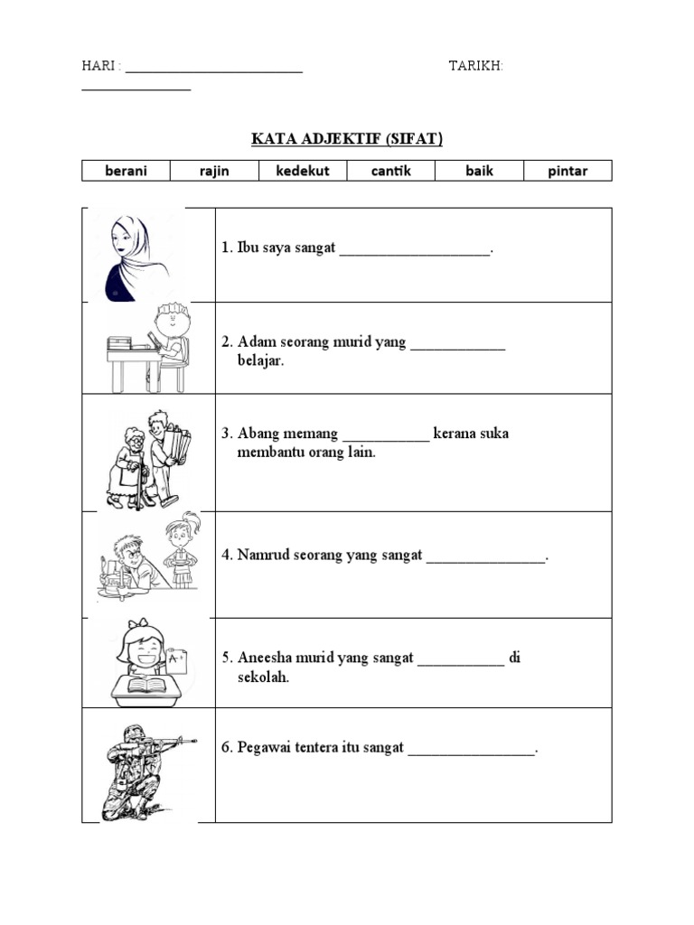 Bahasa Melayu Tahun 2: Kata Adjektif Sifat | PDF