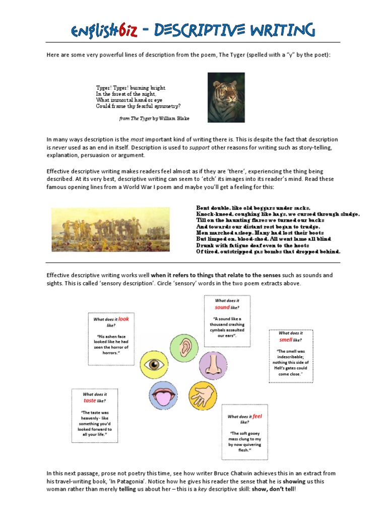 English - Descriptive Writing | PDF