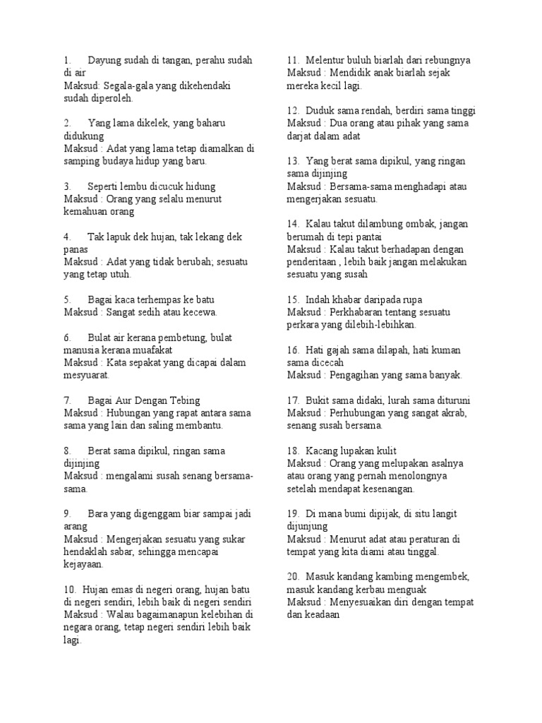 Koleksi Peribahasa Melayu | PDF