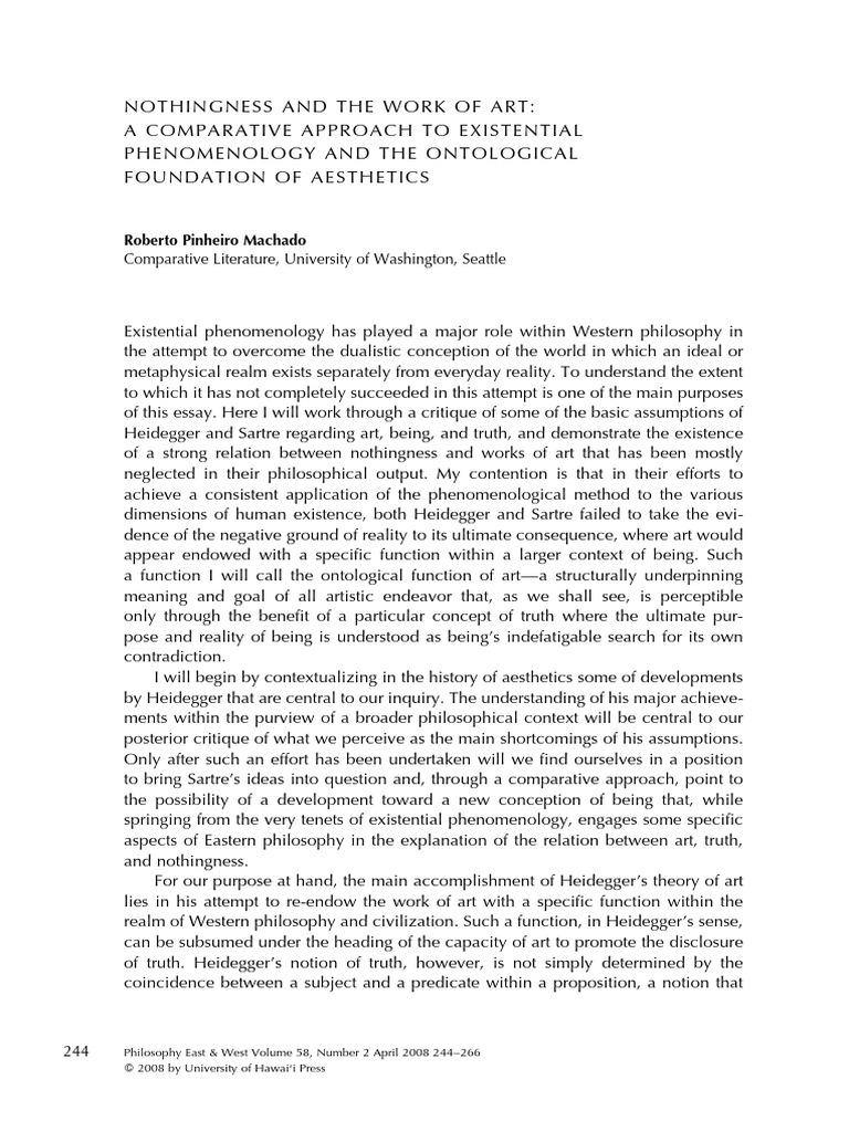 Nothingness and The Work of Art - A Comparative | PDF | Phenomenology ...