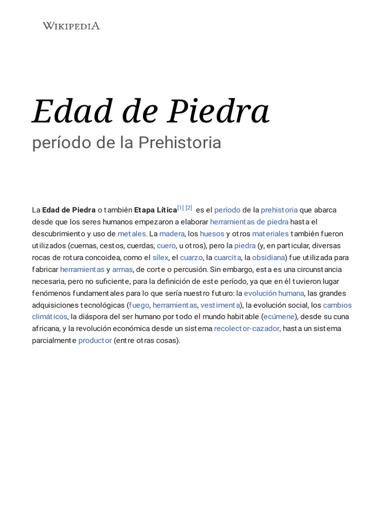 Edad de Piedra - Wikipedia, La Enciclopedia Libre | PDF | Edad de ...