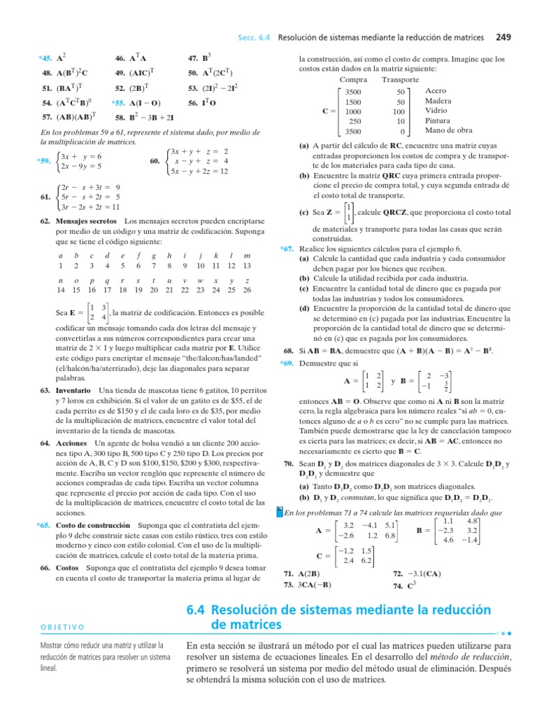 Matrices 4 | PDF | Matriz (Matemáticas) | Ecuaciones