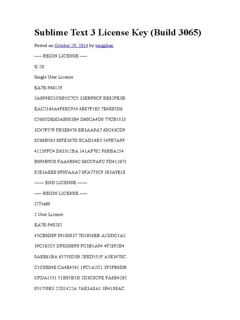 Sublime Text 3 License Key | PDF