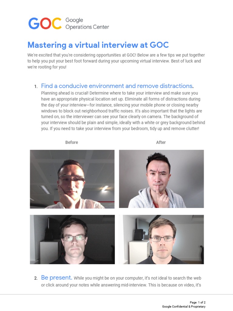 Virtual Interview Tips for GOC Success | PDF | Communication | Computing