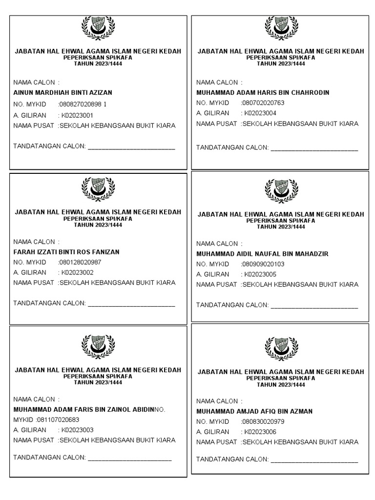 Pelekat Meja Spi 2023 | PDF