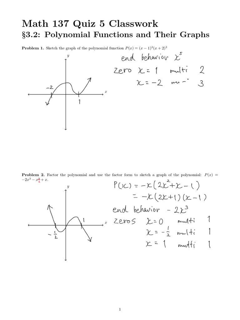 137 Quiz 5 Classwork | PDF | Polynomial | Asymptote