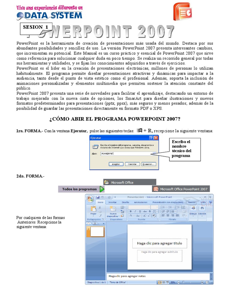 Manual de Powerpoint 2007 | PDF | Microsoft PowerPoint | Ventana (informática)
