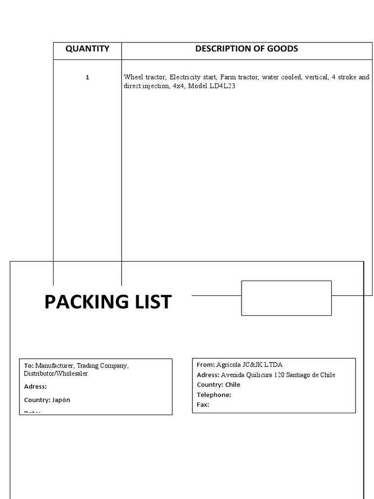 Packing List | PDF