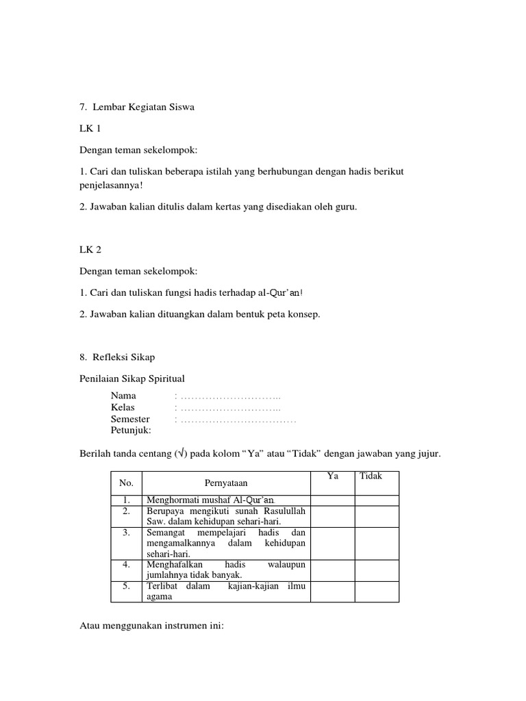 LKS Al-Quran Dan Hadis Sebagai Pedoman Hidup | PDF