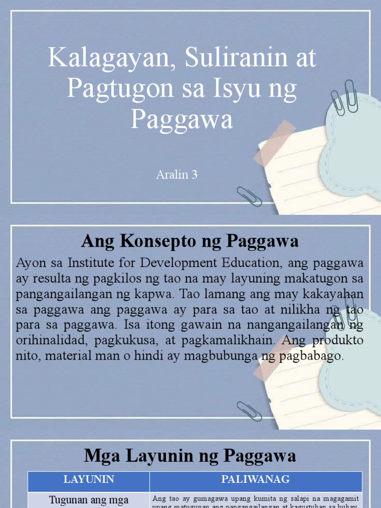 Kalagayan, Suliranin at Pagtugon Sa Isyu NG Paggawa | PDF