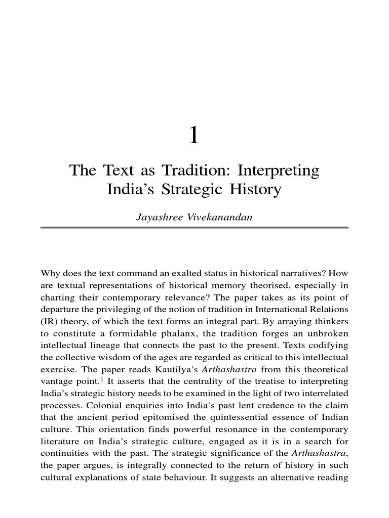 The Text As Tradition - Interpreting India's Strategic History | PDF ...