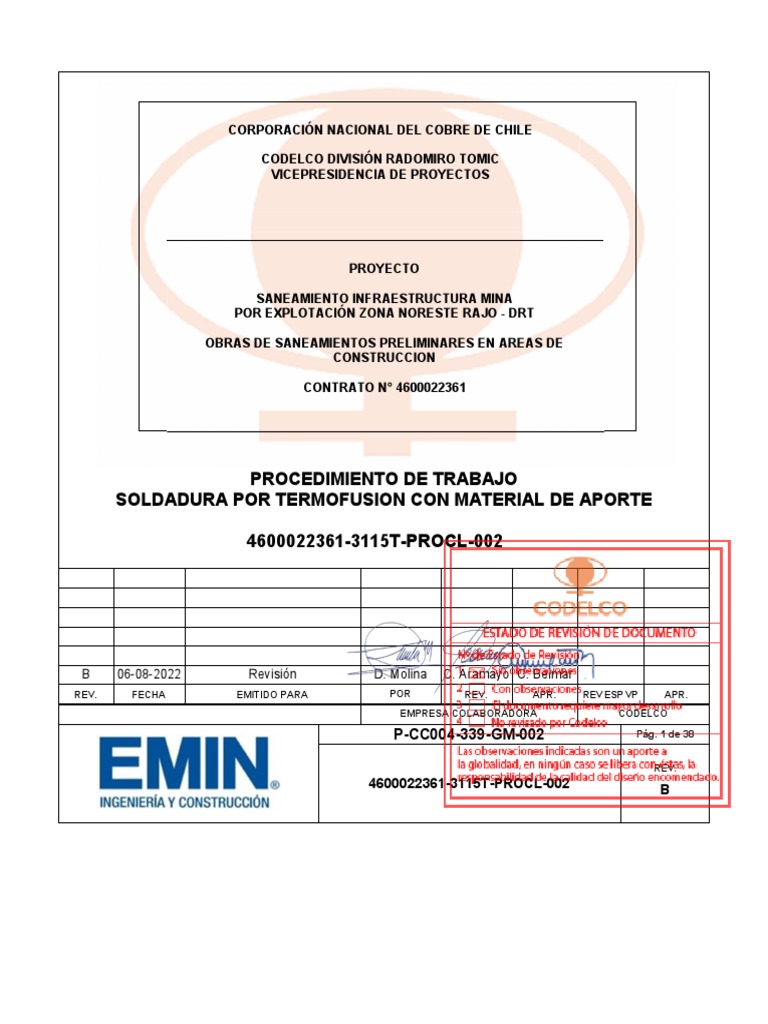 P-CC004-339-GM-002 PROC. SOLDADURA POR TERMUFUSION CON MATERIAL DE APORTE RevB (ST1) | Descargar ...