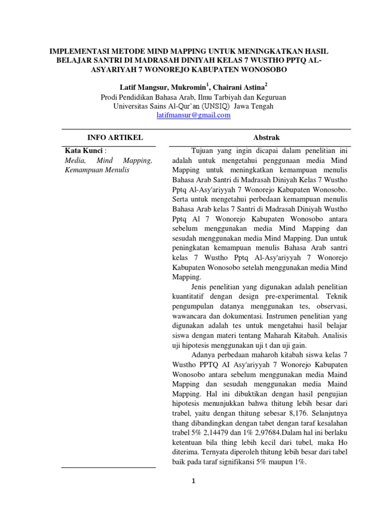 Implementasi Metode Mind Mapping Untuk Meningkatkan Hasil Belajar ...