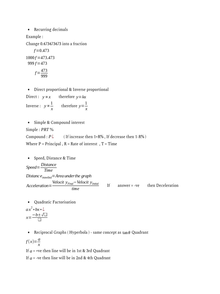 Math Formula Sheet | PDF | Triangle | Area