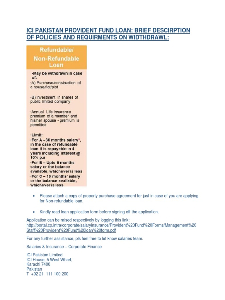 Ici Pakistan Provident Fund Loan | PDF | Finance & Money Management