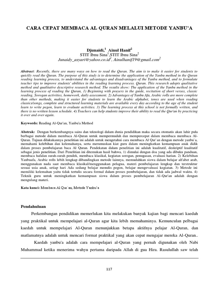 Metode Yanbu'a: Cara Cepat Membaca Al-Quran | PDF | Karier & Perkembangan