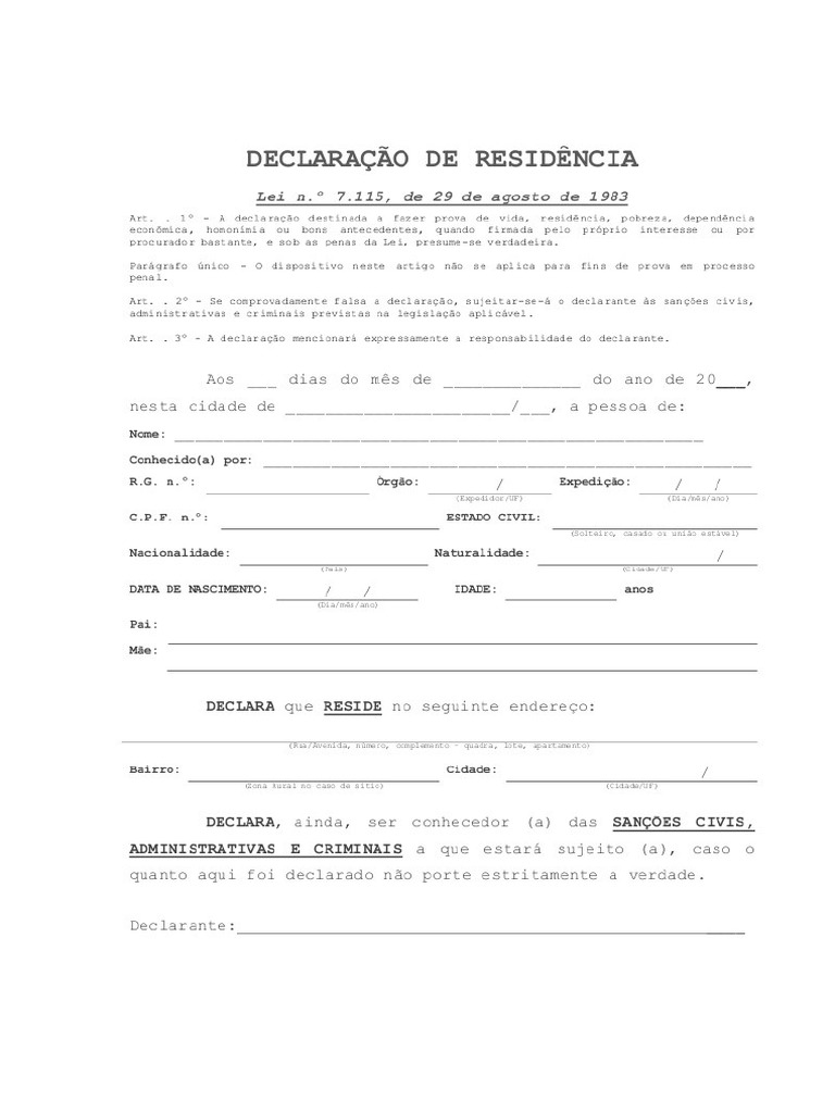 Declaracao Residencia | PDF