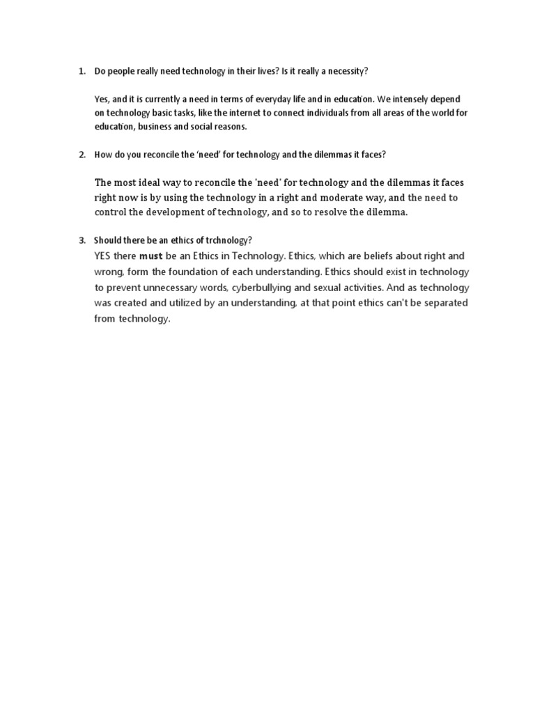 The Necessity and Ethics of Technology | PDF