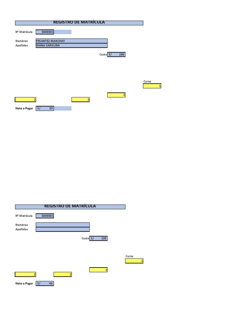 Formulario Matricula | PDF