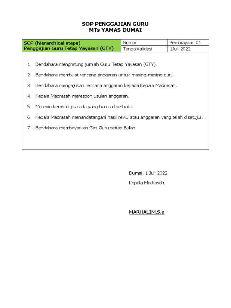 Sop Penggajian Guru | PDF