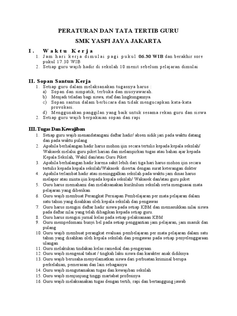Tata Tertib Guru | PDF | Karier & Perkembangan