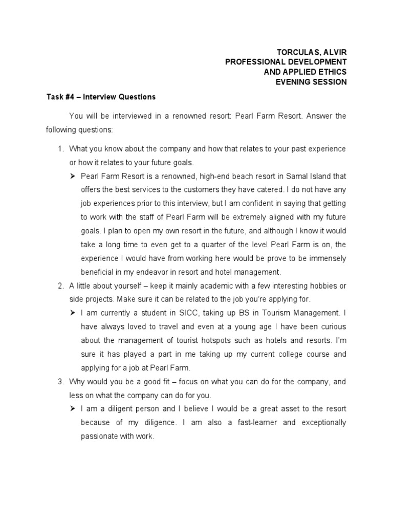 Task #4 - Interview Questions | PDF