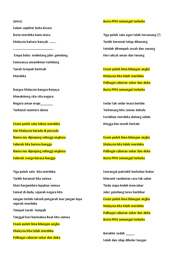 Draf Lirik Boria | PDF