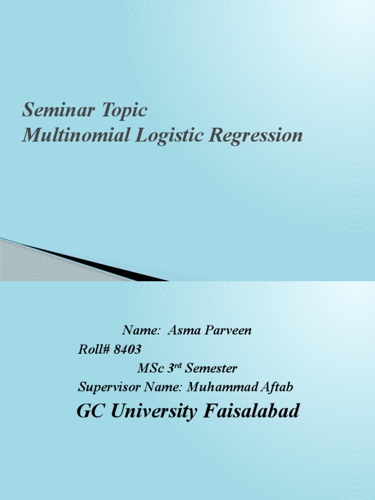 Multinomial Logistic Regression Overview | PDF | Logistic Regression ...