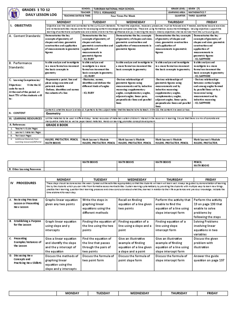 DLL - Math 7 - Q3 | PDF | Teaching Method | Learning