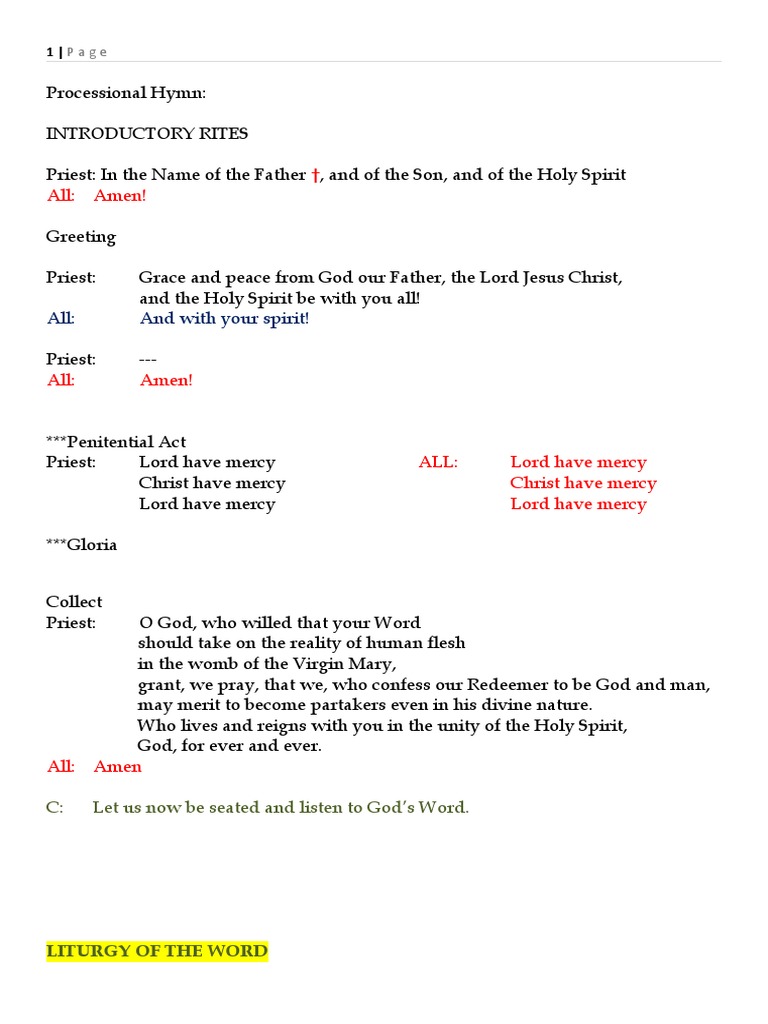 English Mass | PDF | Lord's Prayer | Mass (Liturgy)