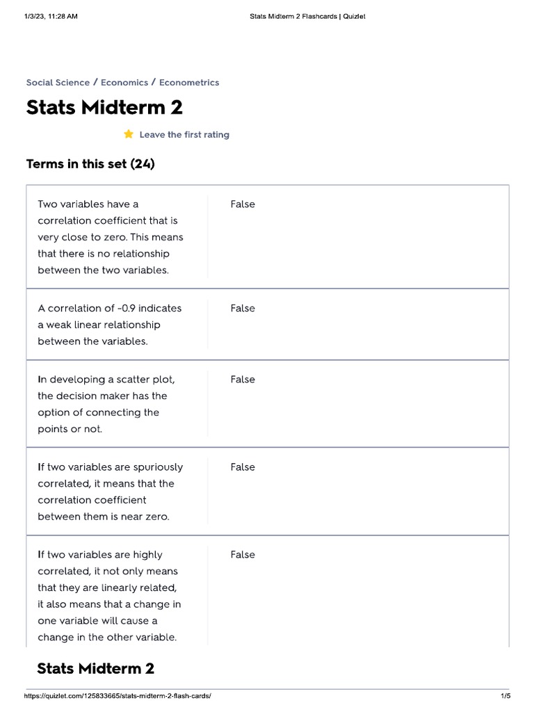 Quizlet-Stats Midterm 2 | PDF
