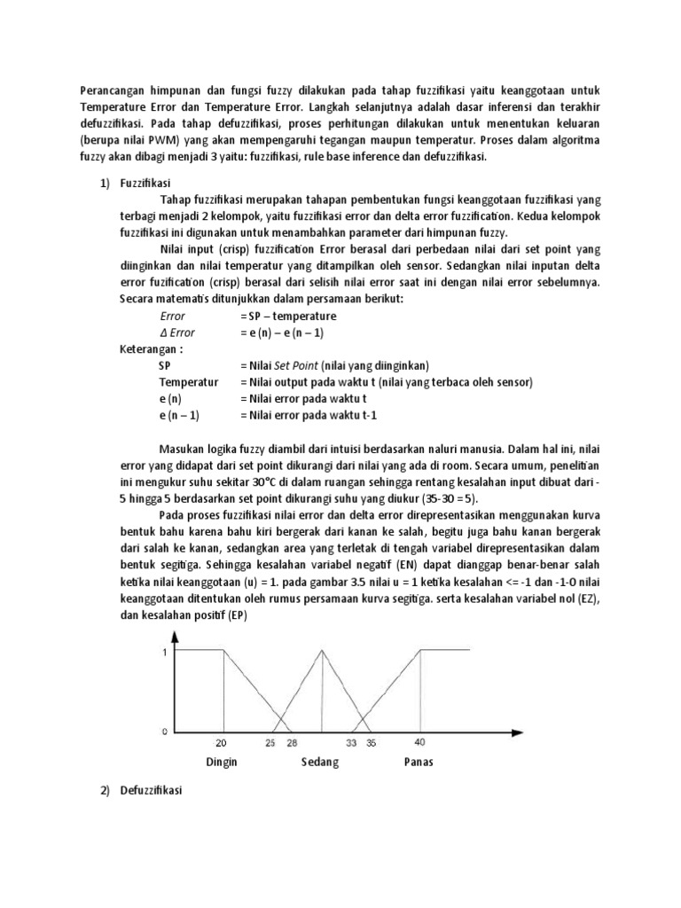 Fuzzifikasi dan Defuzzifikasi dalam Fuzzy Logic | PDF | Metode & Bahan Ajar | Sains & Matematika