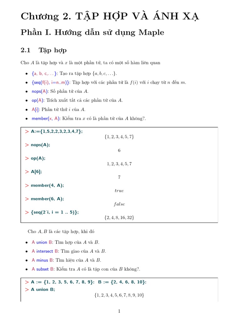 TH - Chuong 2 - Tap Hop Va Anh Xa | PDF