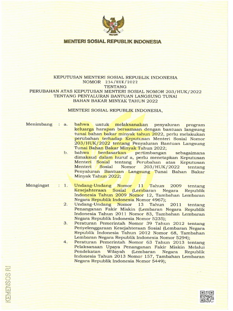 Kepmensos No. 234 HUK 2022 | PDF