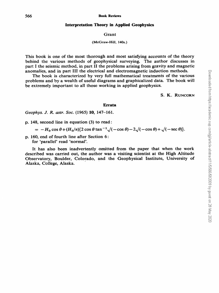 Interpretation Theory in Applied Geophys | PDF