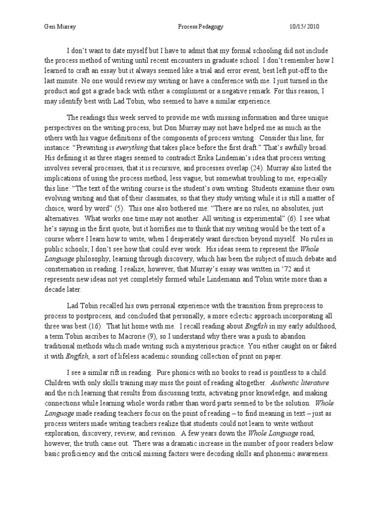 Process Pedagogy Pdf Behavior Modification Writing