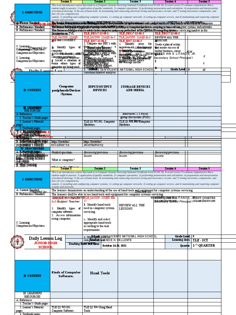 Dll-Tle-Css 9 1st Q | Download Free PDF | Learning | Teachers