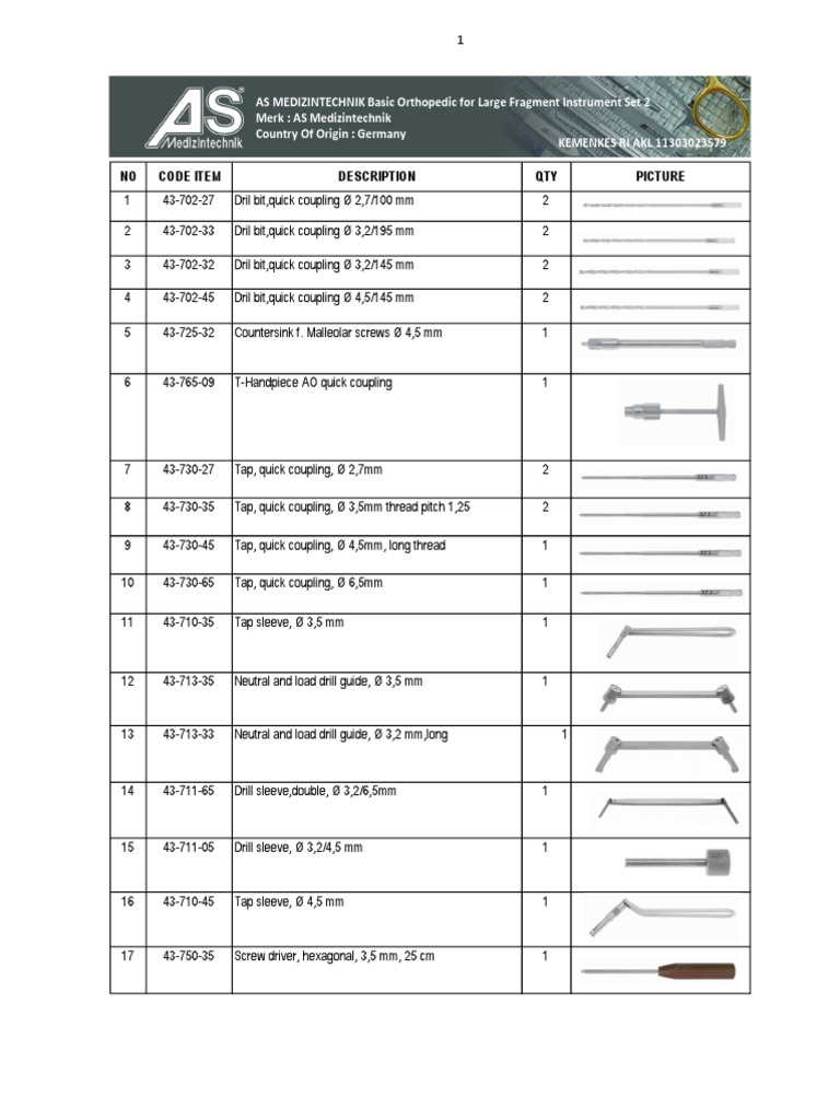 Brosure AS MEDIZINTECHNIK Basic Orthopedic For Large Fragment ...