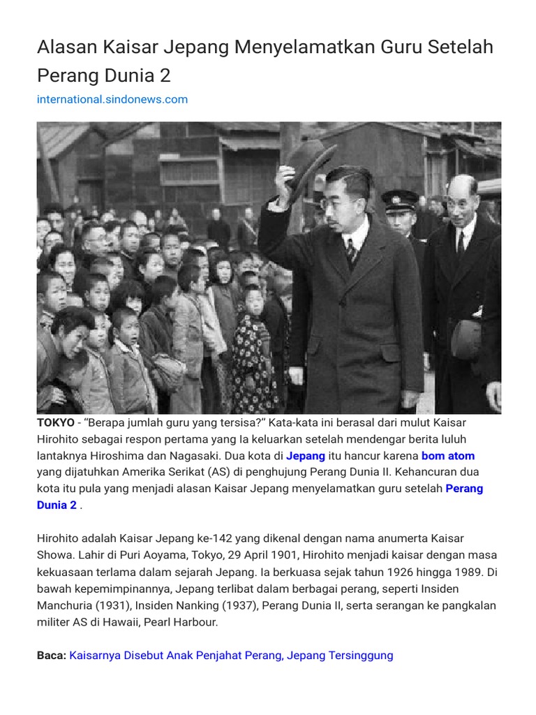 Hirohito: Menyelamatkan Guru Pasca Perang | PDF