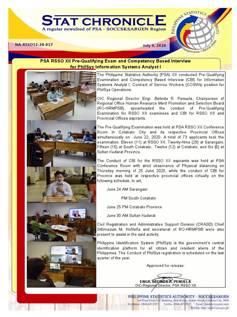Psa Rsso Xii Pre-Qe and Cbi For Philssys Isa I | PDF | Government ...