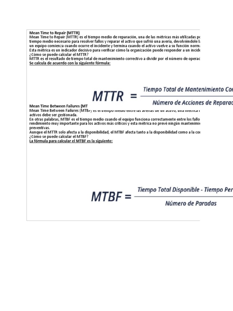 MTBF y MTTR | Descargar gratis PDF | Ingeniería de confiabilidad | Ciencia de sistemas