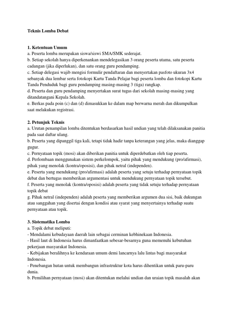 Juknis Lomba Debat | PDF
