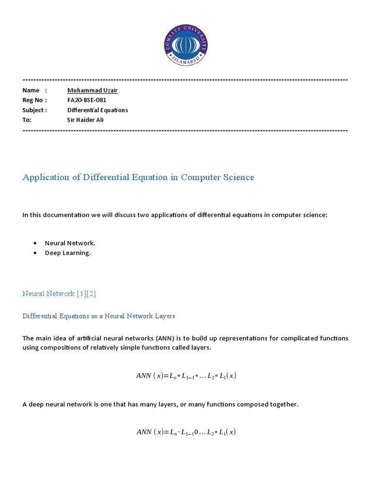 Application of Differential Equation in Computer Science | PDF ...