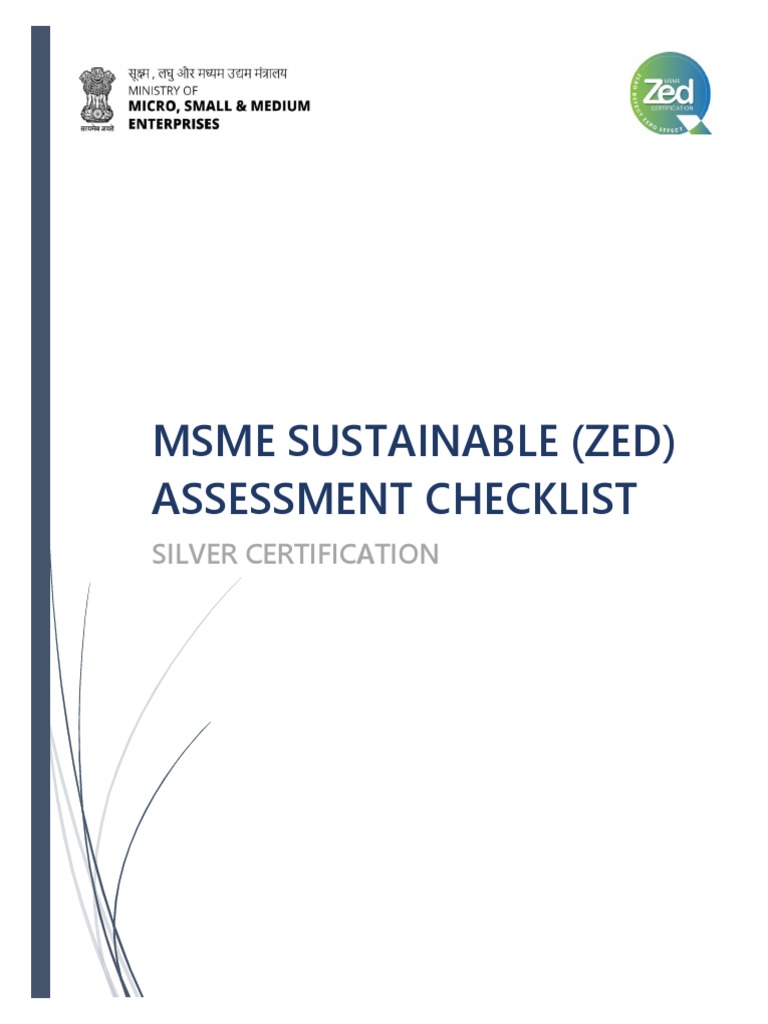 MSME Sustainable (ZED) Assessment Framework Silver - Mo. 9173173085 ...