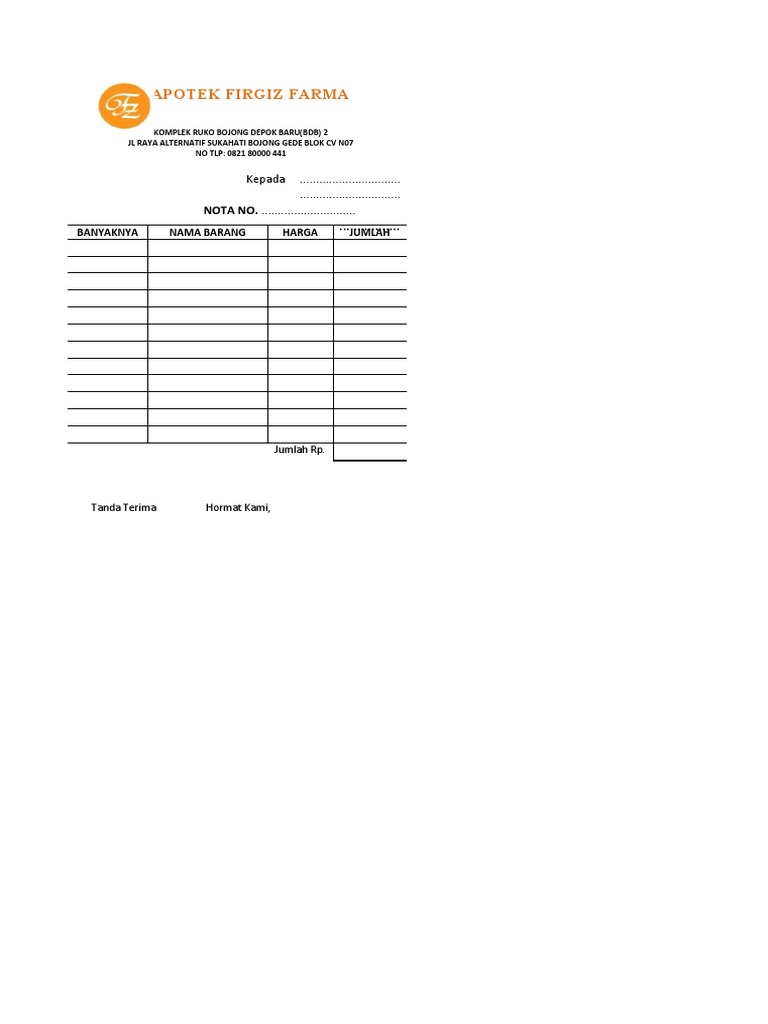 Contoh Nota Apotek dan Formatnya | PDF | Bisnis | Hukum