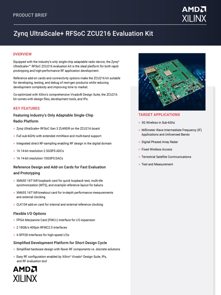 Xilinx Zcu216 Product Brief | PDF | Telecommunications | Manufactured Goods