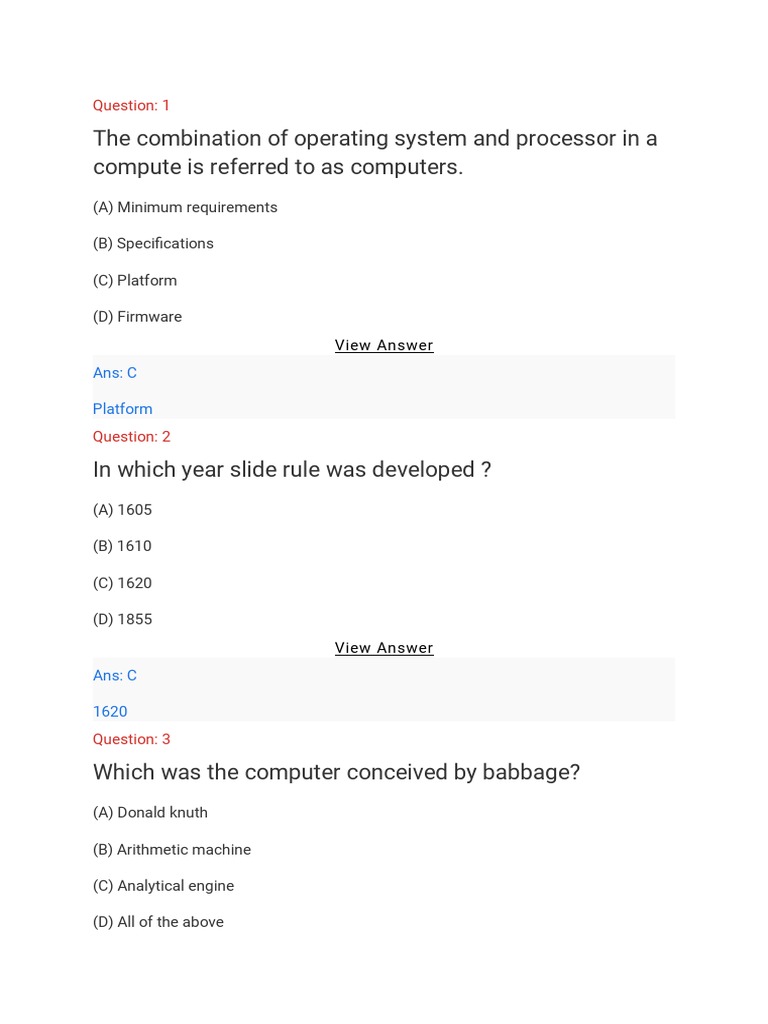 Question | Download Free PDF | Personal Computers | Programming