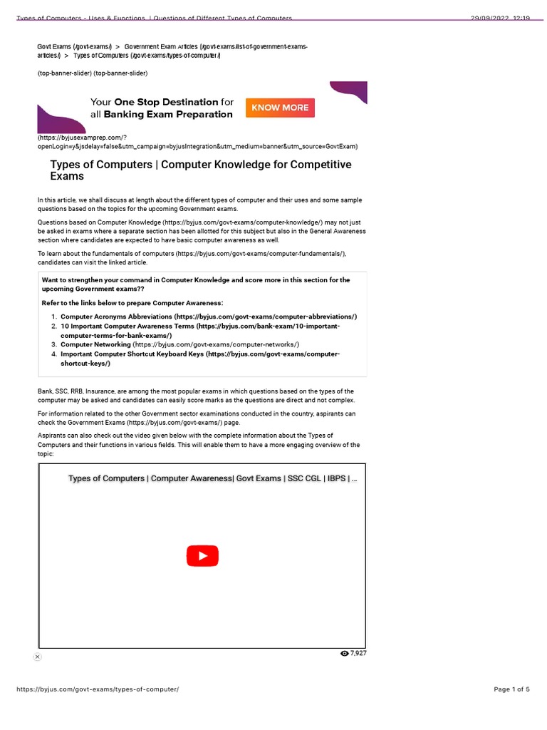 Types Of Computers Uses And Functions Questions Of Different Types Of Computers Pdf Laptop 